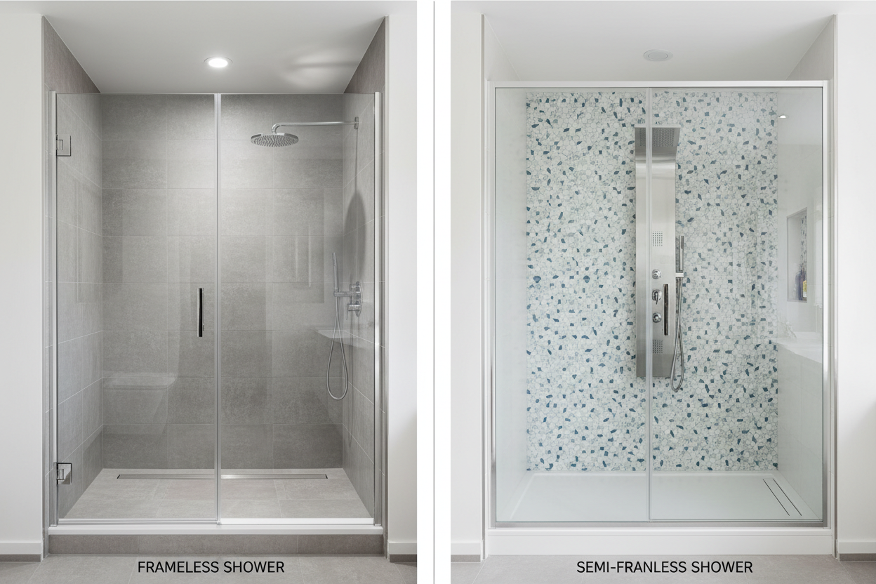 Frameless vs Semi Frameless Shower Screens: Full Comparison Pros & Cons ...