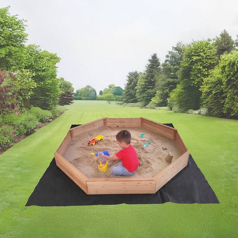 Kids Sand Pit Large Octagonal Wooden Sandpit - Brown UV-protected Tarp ...