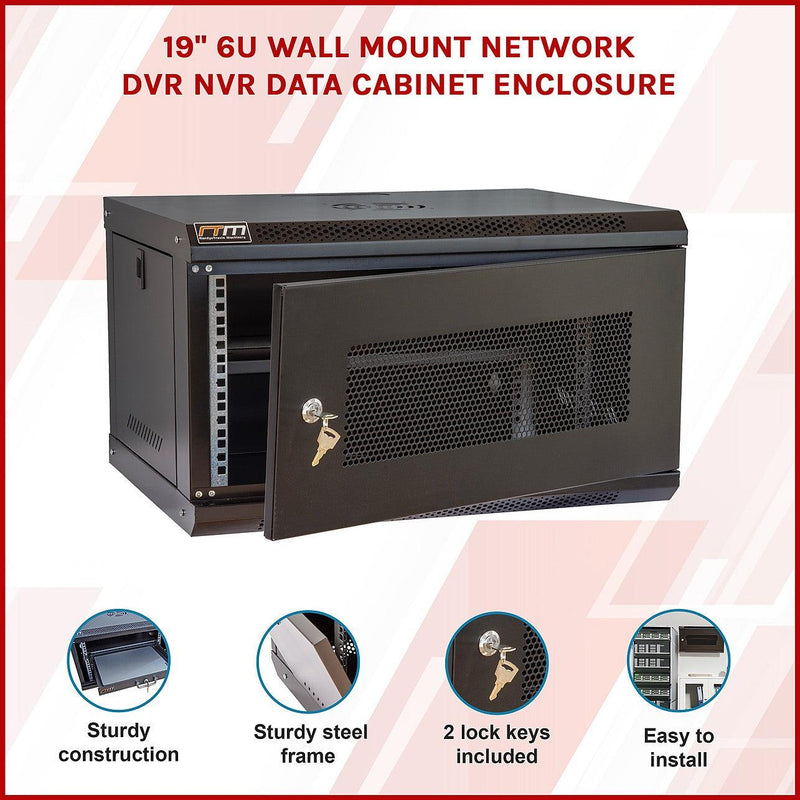 19" 6U Wall Mount Network DVR NVR Data Cabinet Enclosure - Furniture ...