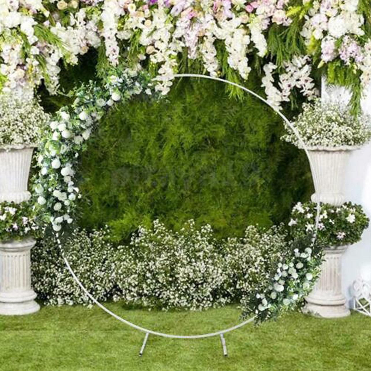 2M Wedding Hoop Arch | Round Backdrop Flower Display Stand White ...