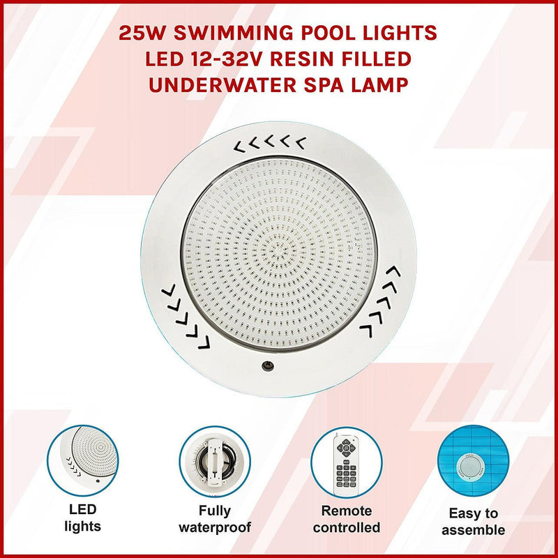 25w Swimming Pool Lights Led 12-32V Resin Filled Underwater Spa lamp ...