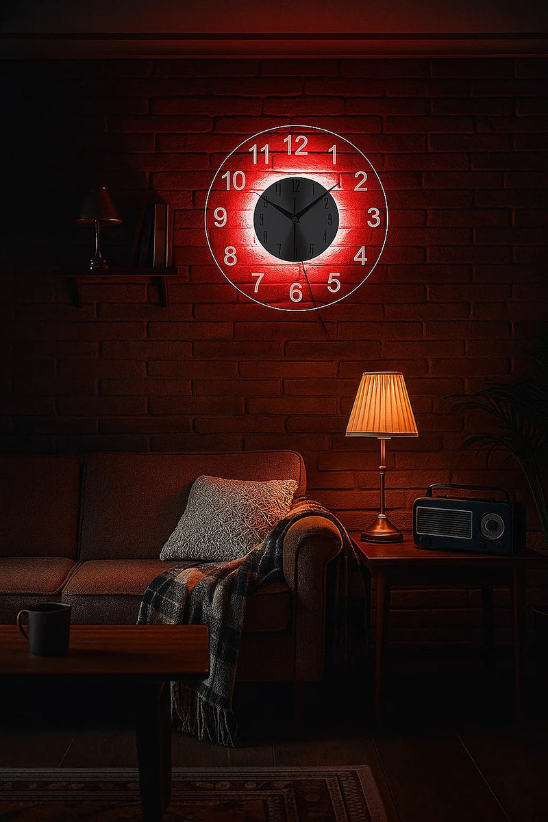 LED Light-Up Round Wall Clock with Remote – Modern Illuminated ...