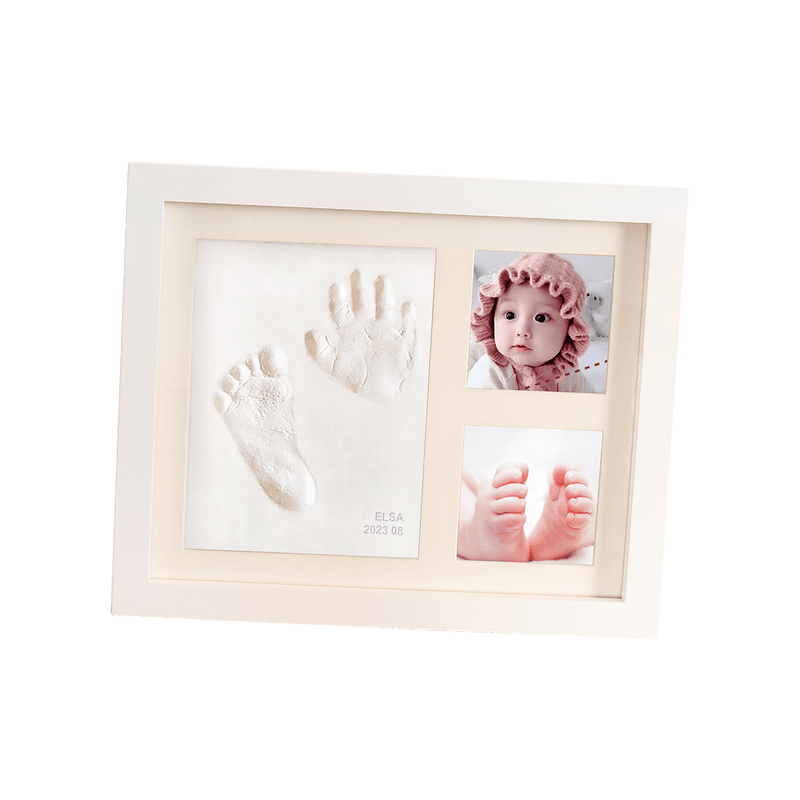 Baby Hand & Foot Print Clay Cast Kit Photo Picture Frame Christening ...