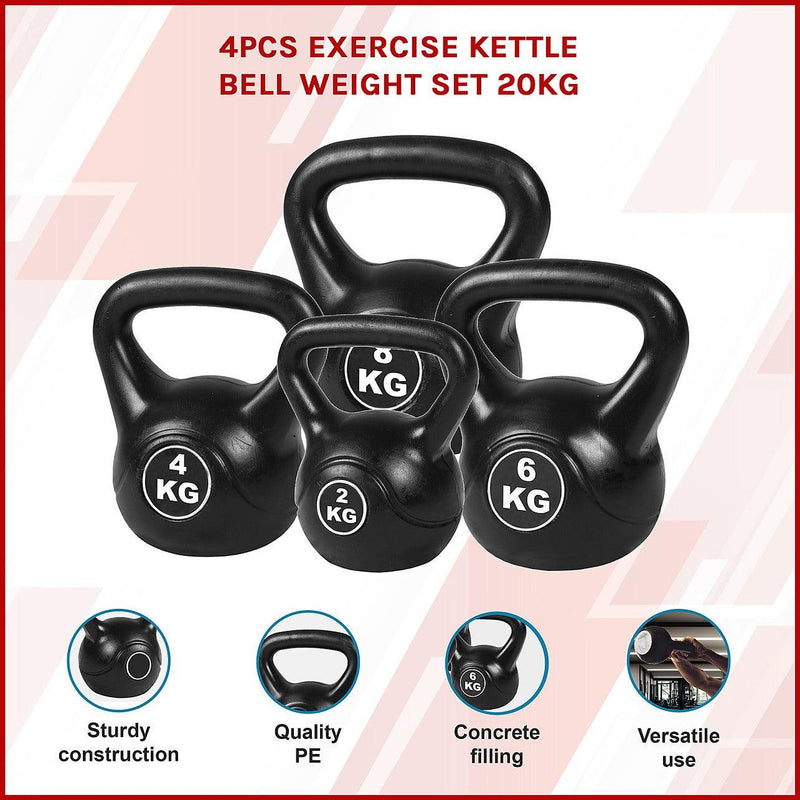 4pcs Exercise Kettle Bell Weight Set 20KG Gym Exercise