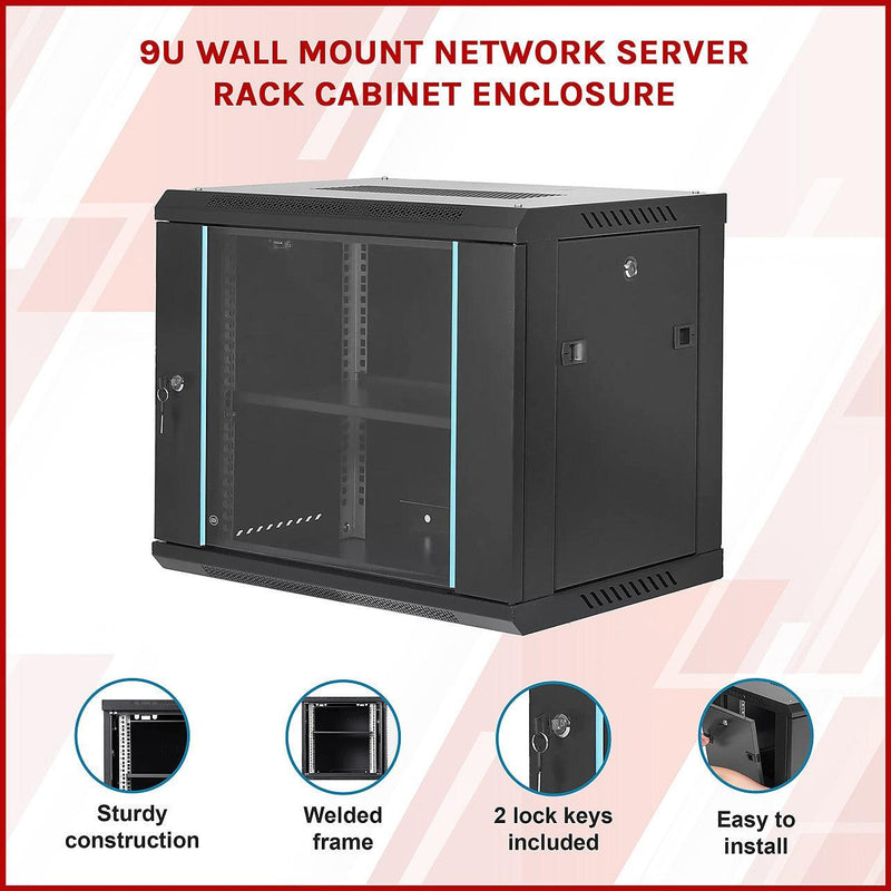 9U Wall Mount Network Server Rack Cabinet Enclosure - Furniture ...