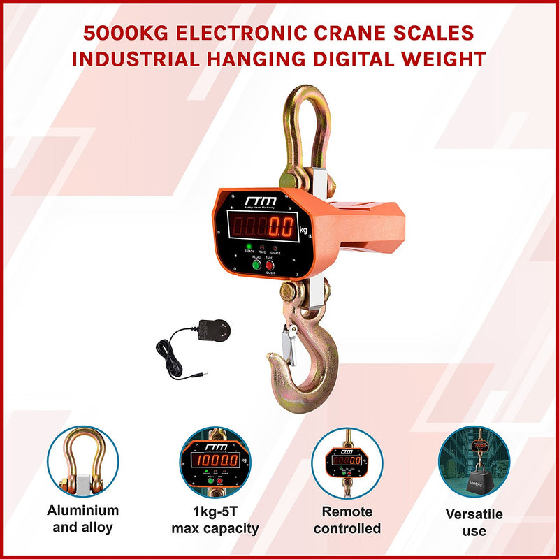 5000kg Electronic Crane Scales Industrial Hanging Digital Weight ...