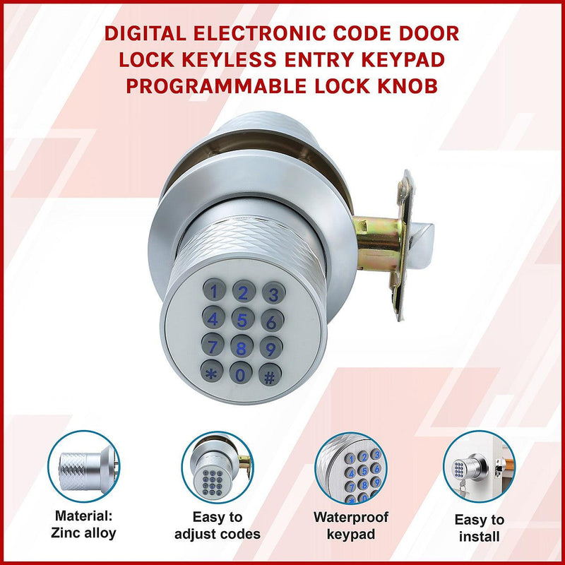 Digital Electronic Code Door Lock Keyless Entry Keypad Programmable ...