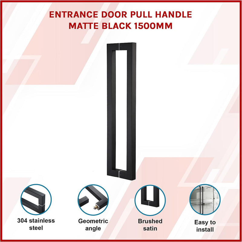 Entrance Door Pull Handle Matte Black 1500mm - 1500mm - Matte black ...