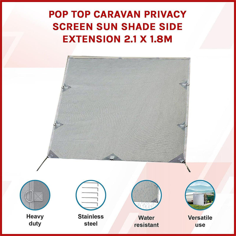 Pop Top Caravan Privacy Screen Sun Shade Side Extension 2.1 x 1.8m ...