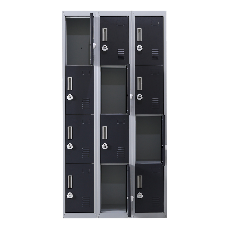 12-Door Steel Locker – Grey with Charcoal Door | Secure Office, Gym ...