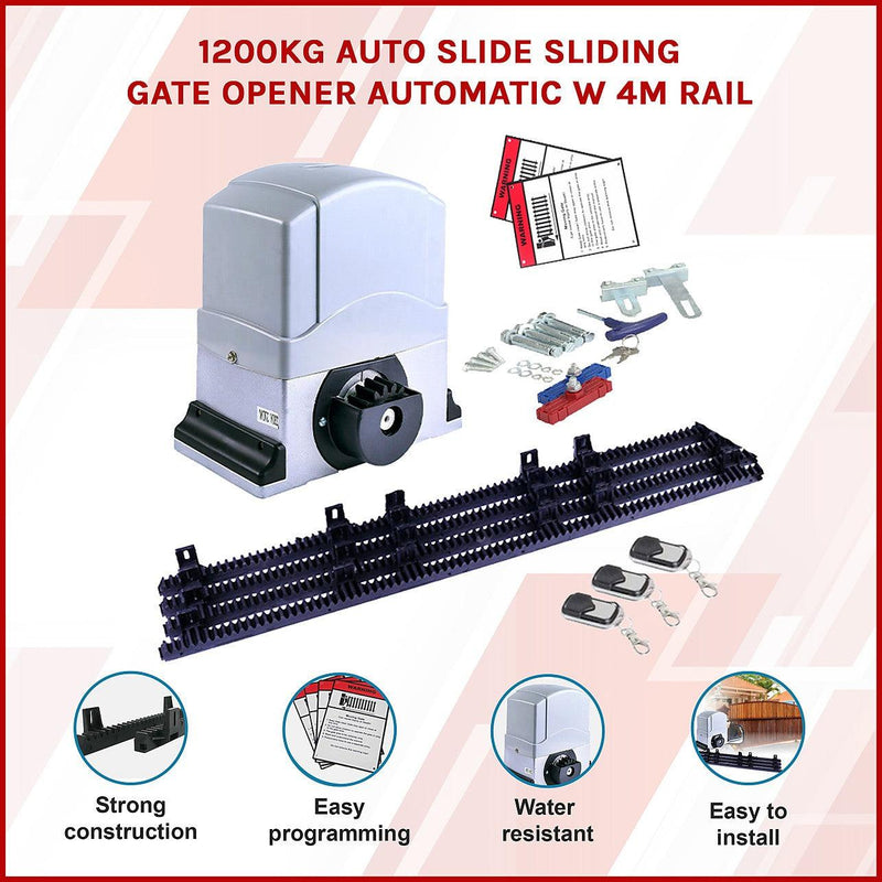 1200KG Auto Slide Sliding Gate Opener Automatic w 4m Rail - DIY ...