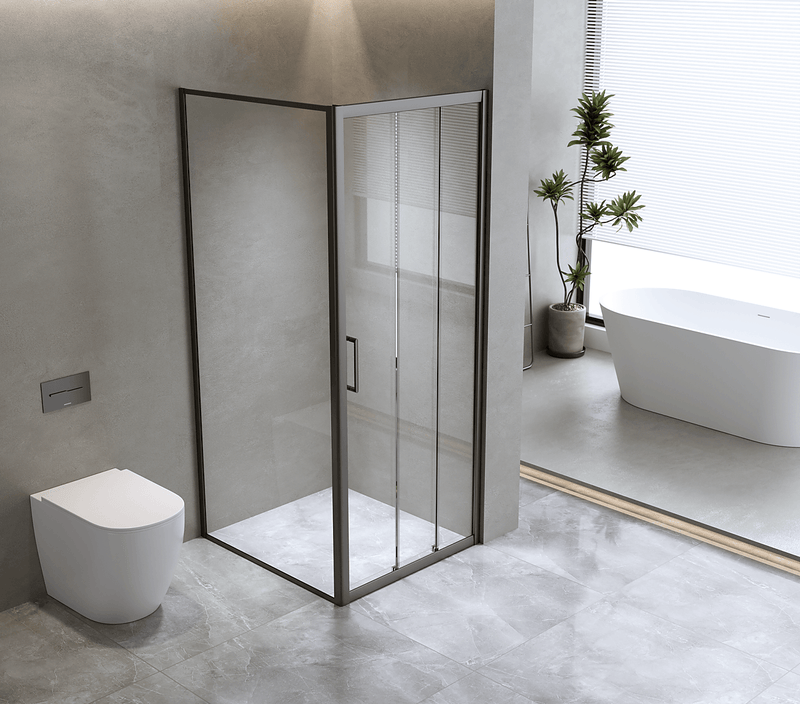 40mm Adjustable Contemporary Corner Sliding Black Shower Screen ...