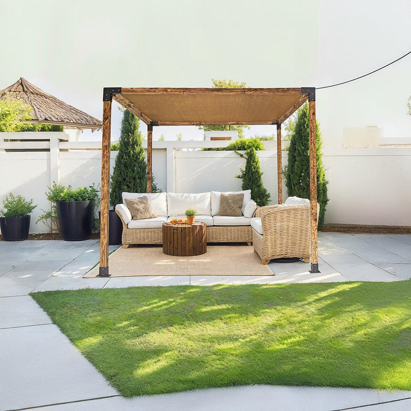 Pergola Kit with Matte Black Steel Brackets – Single with Coffee Screen ...