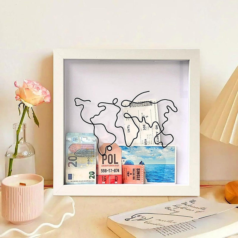 Explorer Memory Box Keepsake Picture Frame Wall Table - White - Home ...