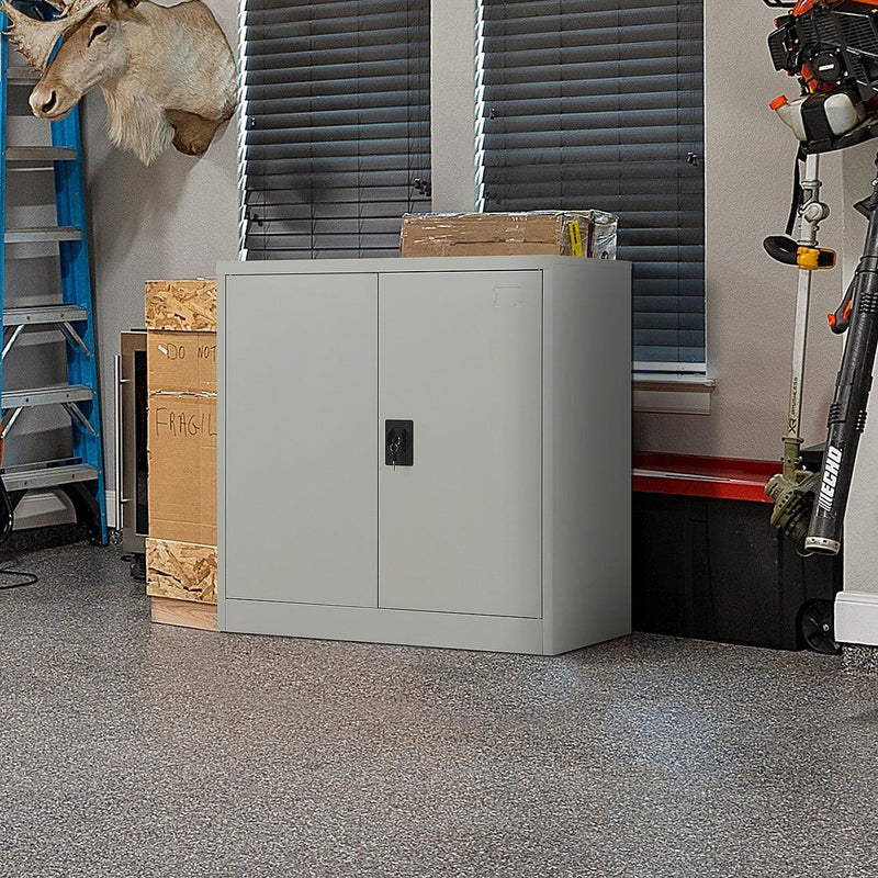 Two-Door Metal Locker - Grey +without Legs | FactoryFast.com.au