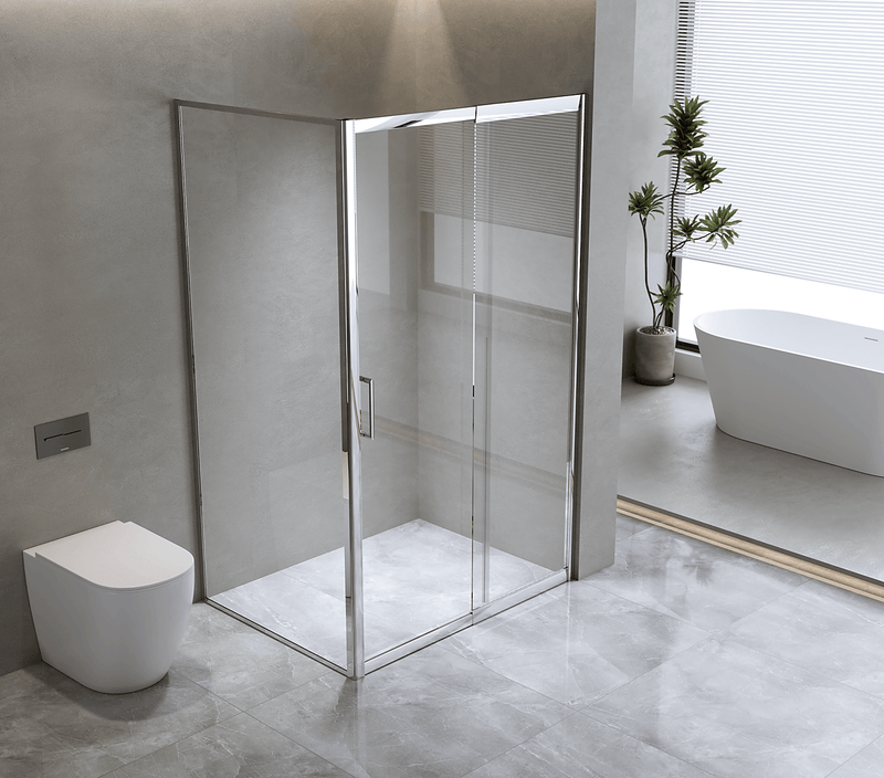 Adjustable Single Door Corner Sliding Glass Shower Screen in Chrome ...