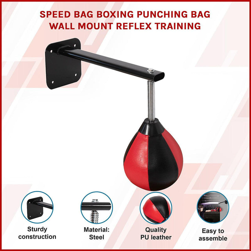 Speed Bag Boxing Punching Bag Wall Mount Reflex Training - Black and ...