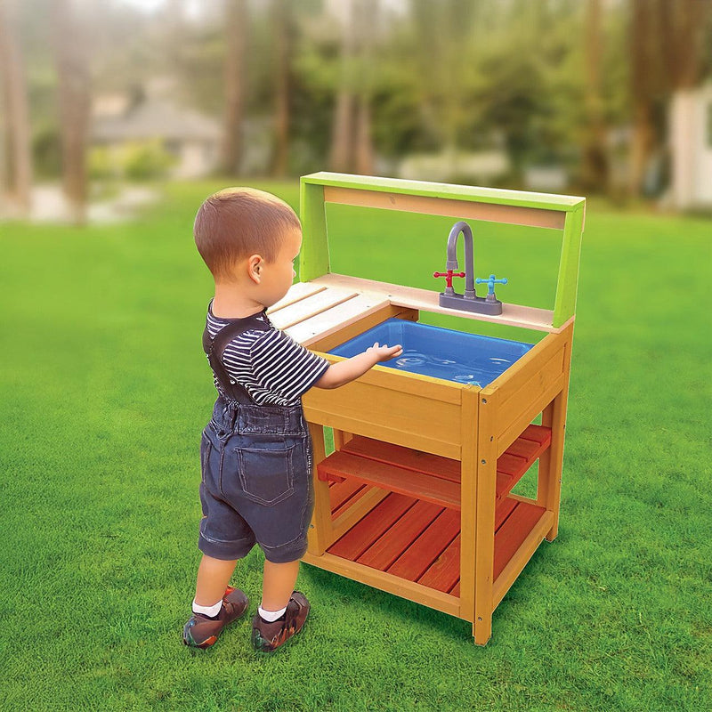 Children’s Outdoor Play Mud Kitchen Sand Pit with Display Shelf ...