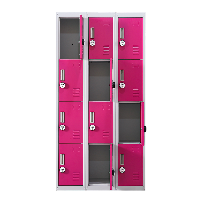 12-Door Steel Locker – Grey with Pink Door | Secure Office, Gym ...