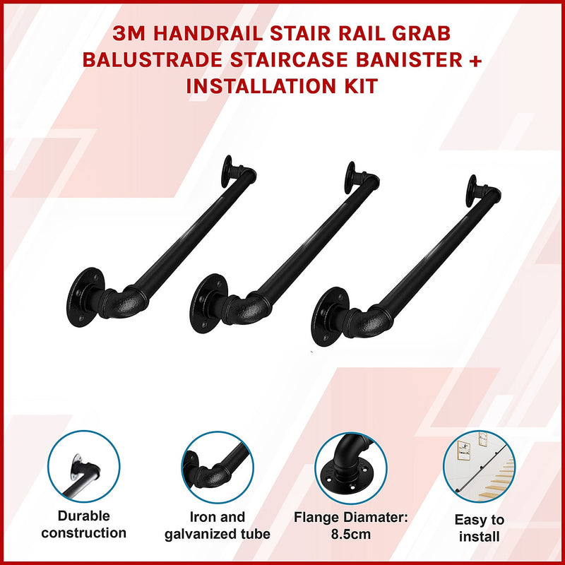 3m Handrail Stair Rail Grab Balustrade Staircase Banister ...