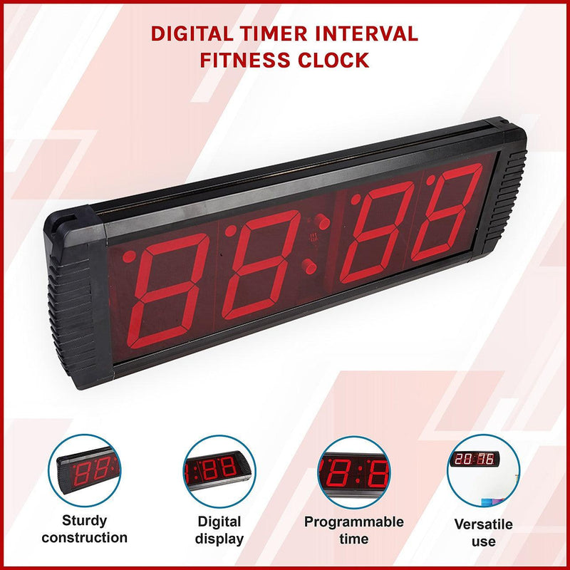 Digital Timer Interval Fitness Clock Tracker Alarm Sports
