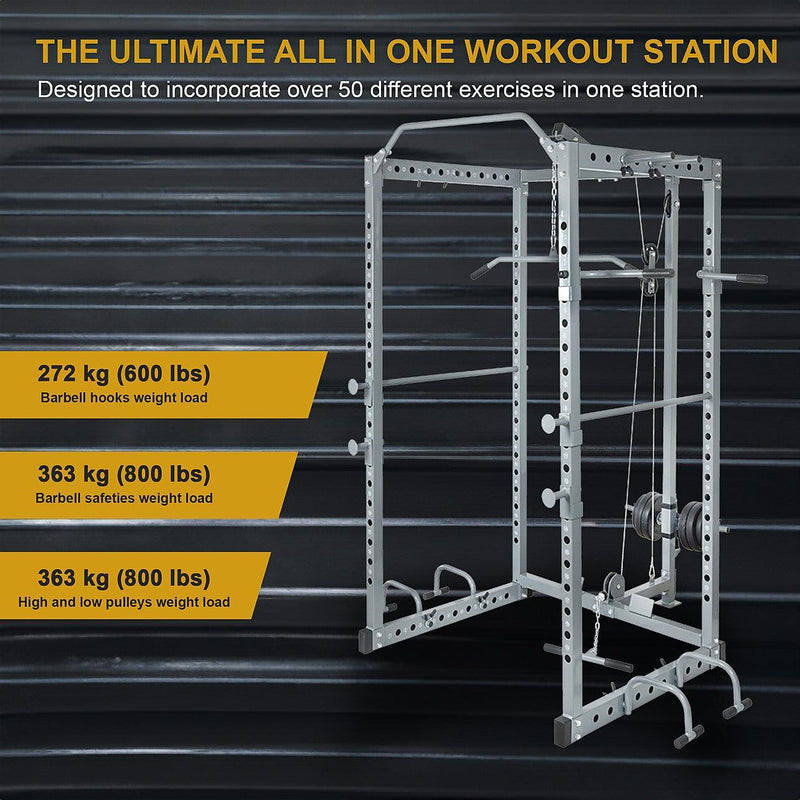 Power Rack Squat Cage Stands w Lat Pulldown Home Gym - Sports & Fitness ...