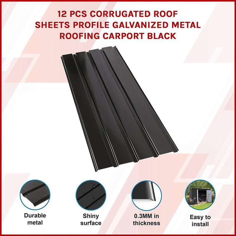 12 PCs Corrugated Roof Sheets Profile Galvanized Metal Roofing Carport ...