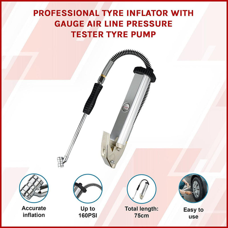 Professional Tyre Inflator with Gauge Air Line Pressure Tester Tyre ...