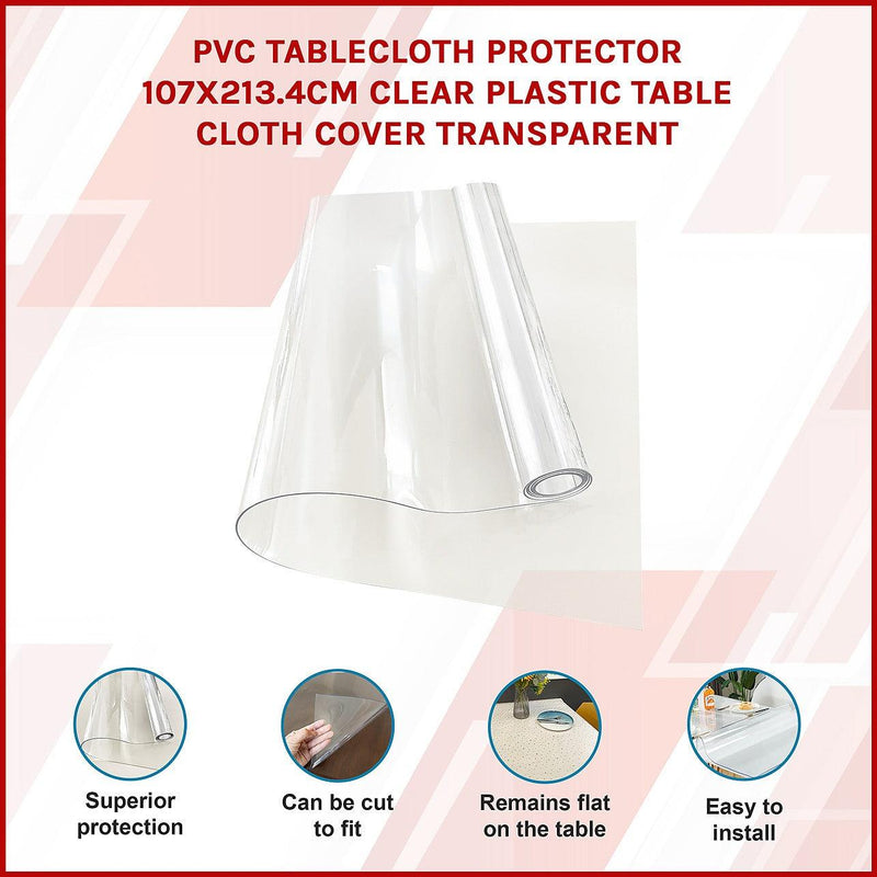 PVC Tablecloth Protector 107X213.4CM Clear Plastic Table Cloth Cover ...