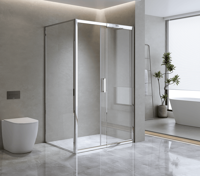 Adjustable Single Door Corner Sliding Glass Shower Screen in Chrome ...