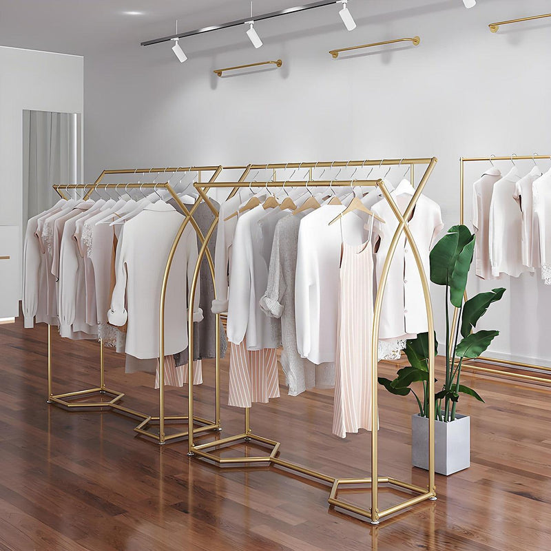 Commercial Clothing Garment Rack Retail Shop in Gold | Home Improvement ...