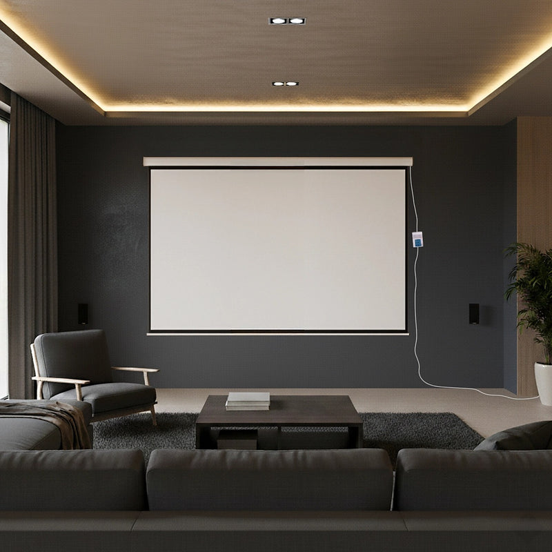 120" Electric Motorised Projector Screen – Wall/Ceiling Mount, Remote ...