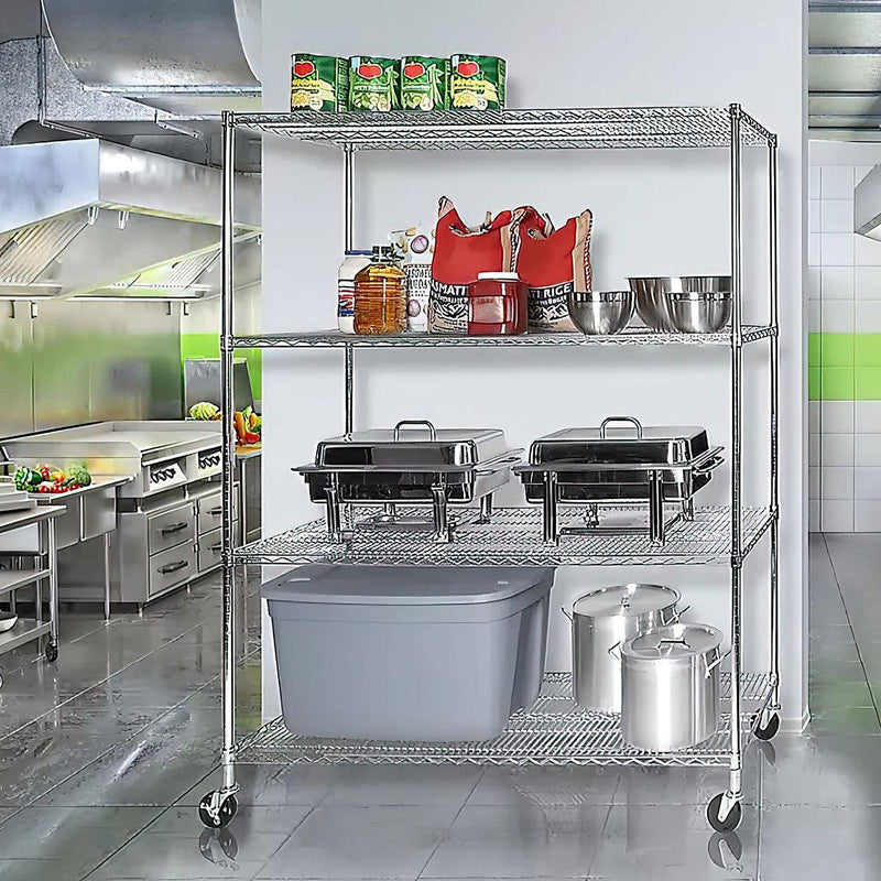 150x35x180CM Steel Wire Modular Rack Shelving Carbon Chrome Plated with ...