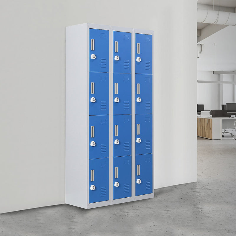 12-Door Steel Locker – Grey with Blue Door | 360kg Capacity | 3-Digit ...
