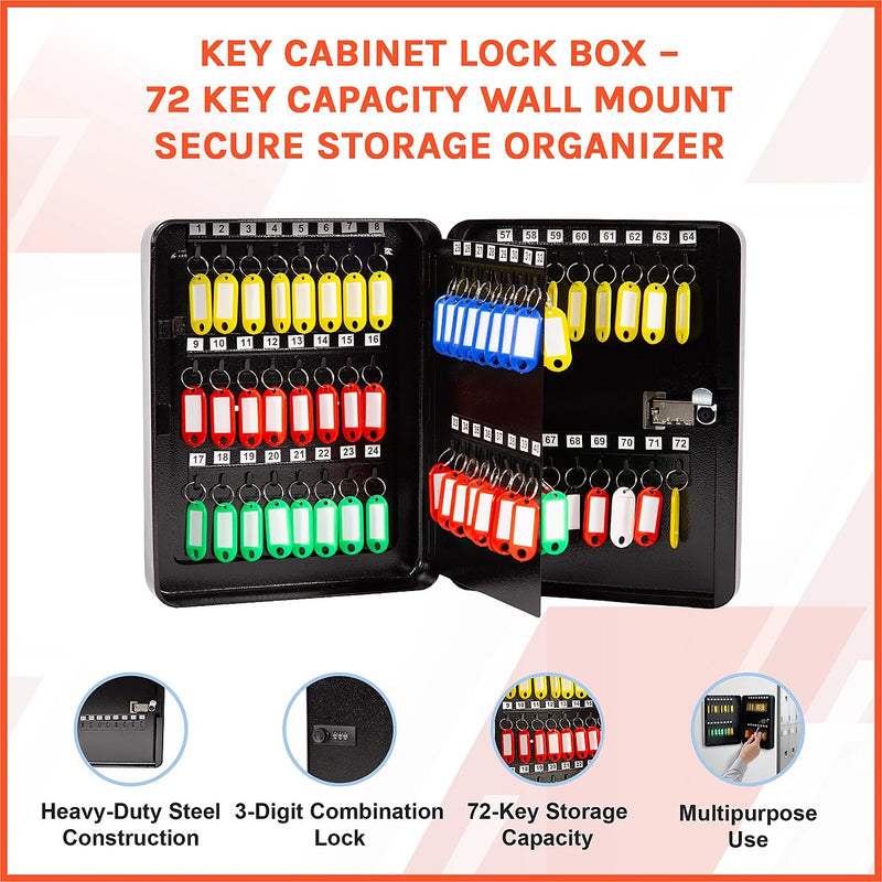 72 Key Cabinet Lock Box – Wall Mount Storage | FactoryFast.com.au
