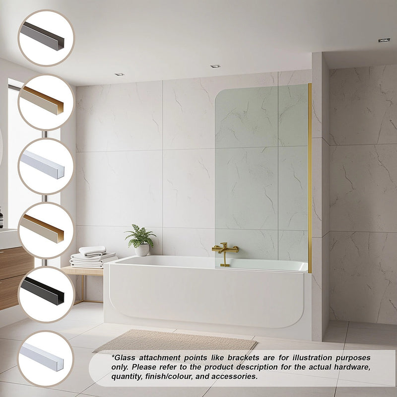 70cm Frameless Glass Bath Screen | Wall Channel White – Australia ...
