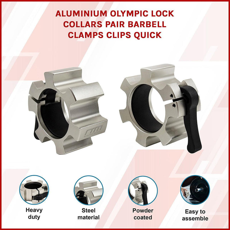 Aluminium Olympic Lock Collars Pair Barbell Clamps Clips Quick - Sports ...