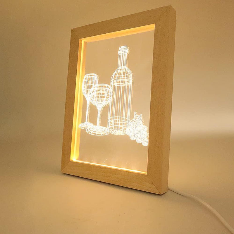 LED Photo Frame + 2 Blanks Laser Engraving Display Night-light Engraver ...