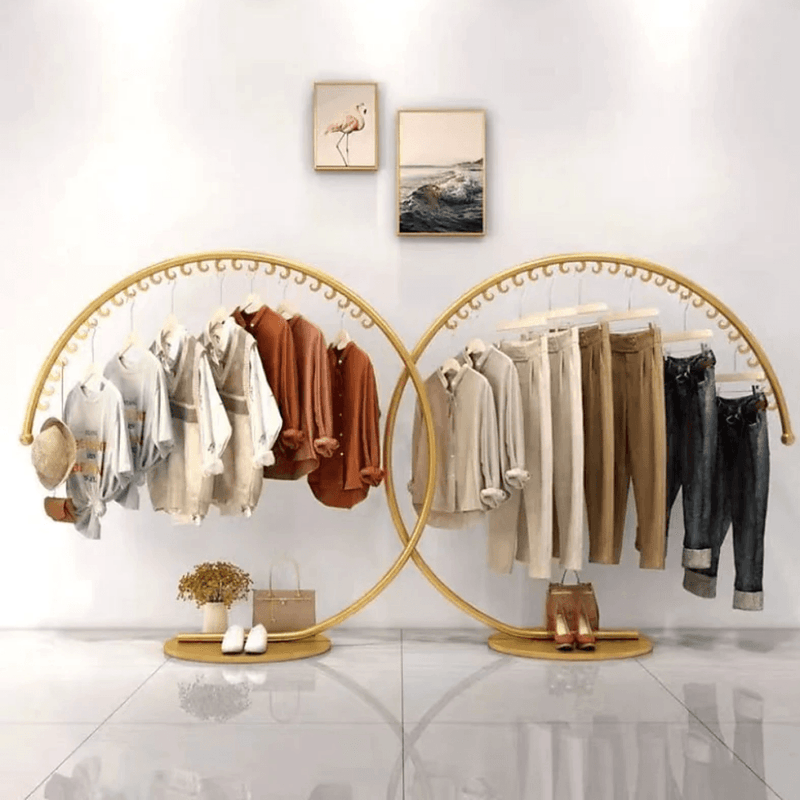 Commercial Clothing Floor-Standing Hanger High Capacity Curved Clothes ...