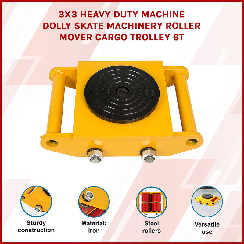 Heavy Duty Machine Dolly Skate Machinery Roller Mover Cargo Trolley 6T ...