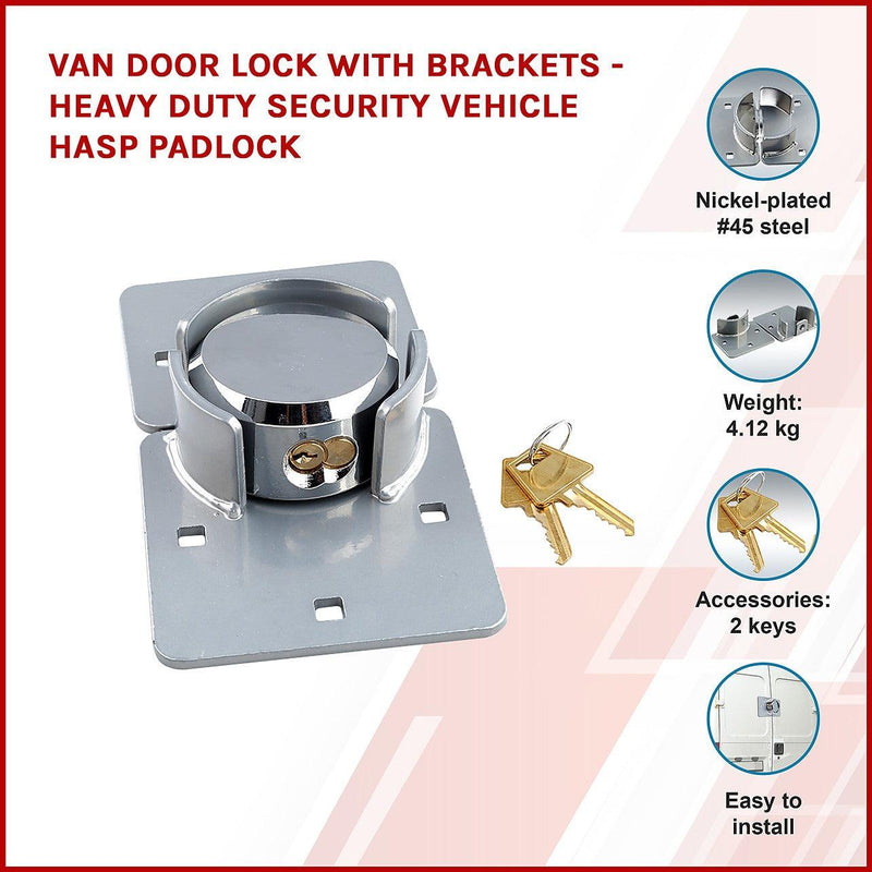 Van Door Lock With Brackets - Heavy Duty Security Vehicle Hasp Padlock ...
