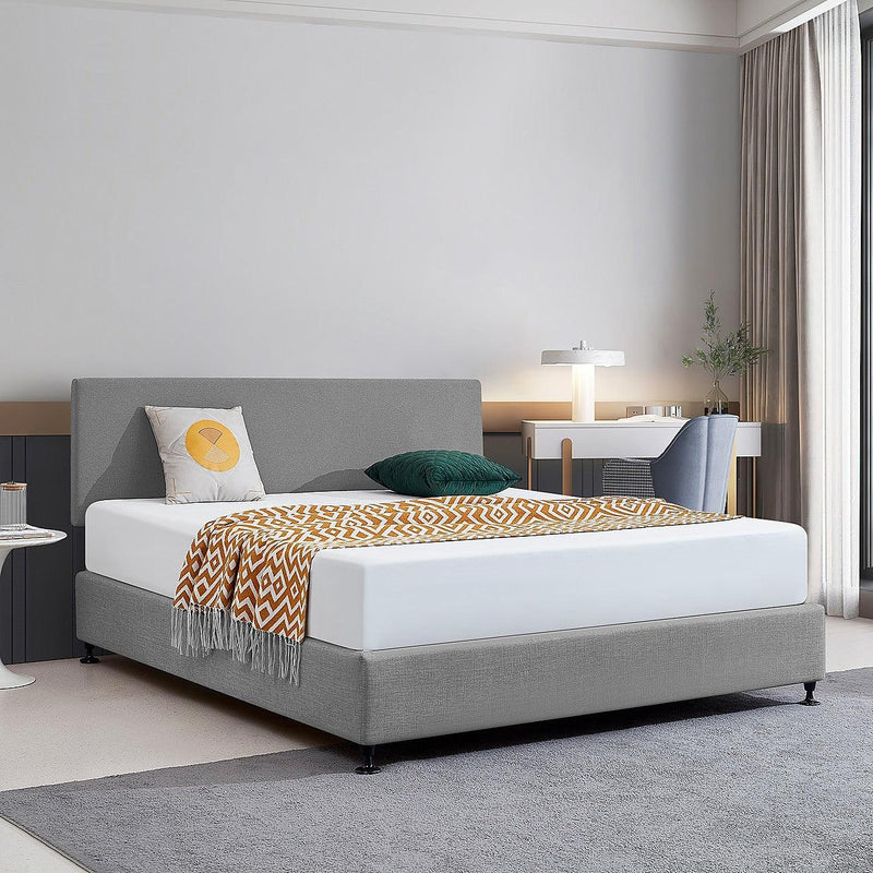 Linen Fabric King Bed Deluxe Headboard Bedhead - Night Ash - King ...