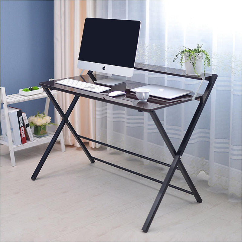 Folding Desk with Shelf Computer Laptop PC Table Side Home Office ...