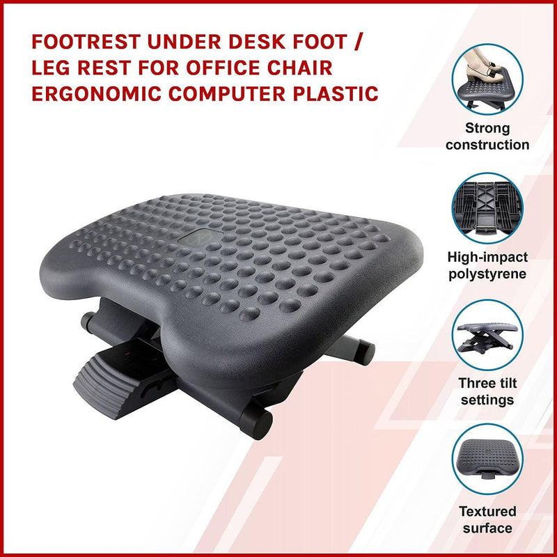 Footrest Under Desk Foot / Leg Rest for Office Chair Ergonomic Computer ...