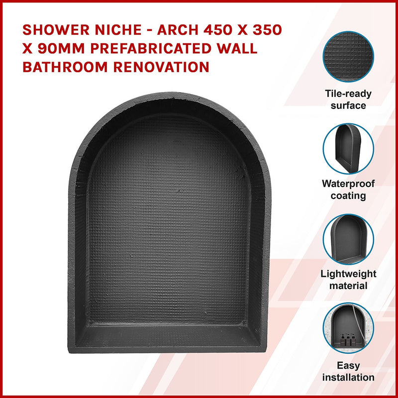 Shower Niche - Arch 450 x 350 x 90mm Prefabricated Wall Bathroom ...