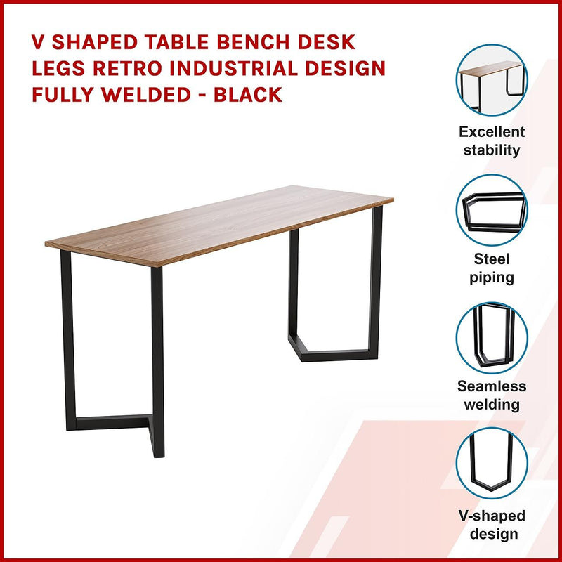 V Shaped Table Bench Desk Legs Retro Industrial Design Fully Welded ...