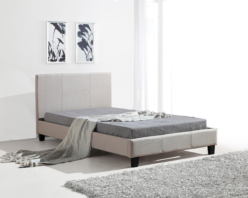 King Single Bed Frame Beige Linen Fabric | Home Improvement, Furniture ...