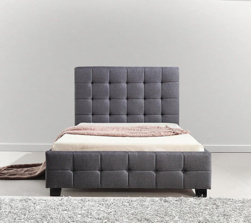 King Single Grey Linen Fabric Deluxe Bed Frame | Home Improvement ...