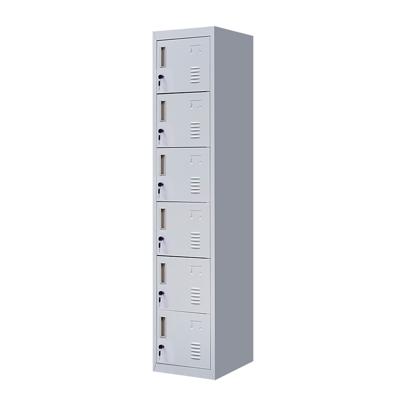 6-Door Grey Metal Locker Cabinet – Vertical Storage with Standard Lock ...