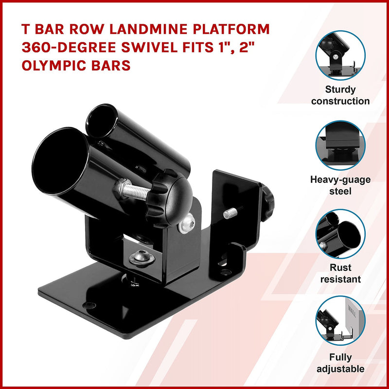 T Bar Row Landmine Platform 360° Swivel Fits 1”, 2” Olympic Bars ...